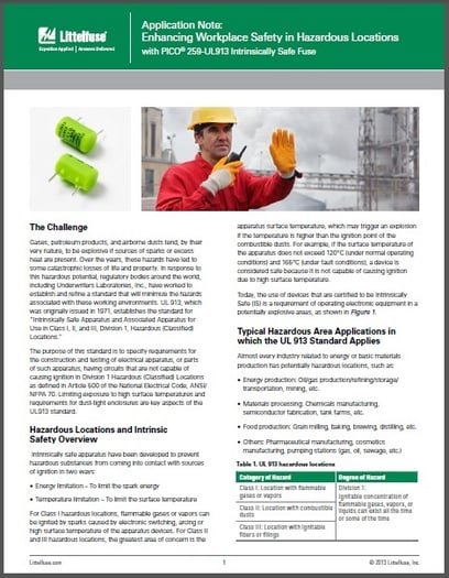 UL 913 Intrinsically Safe Fuse Application Note